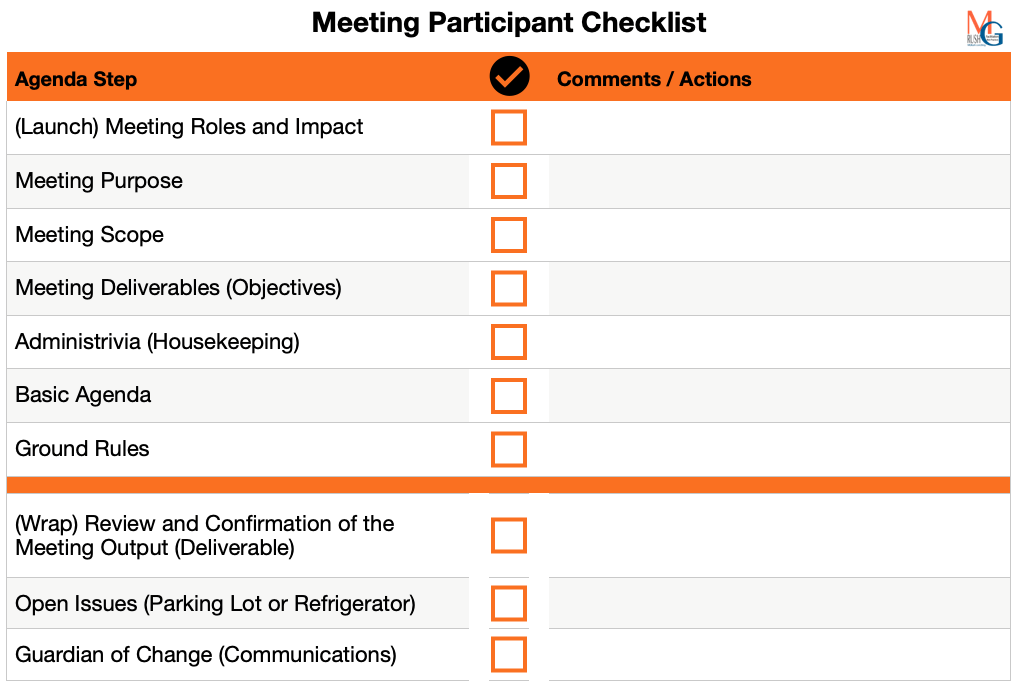 A Meeting Participant Has the Right to Expect Ten Deliverables